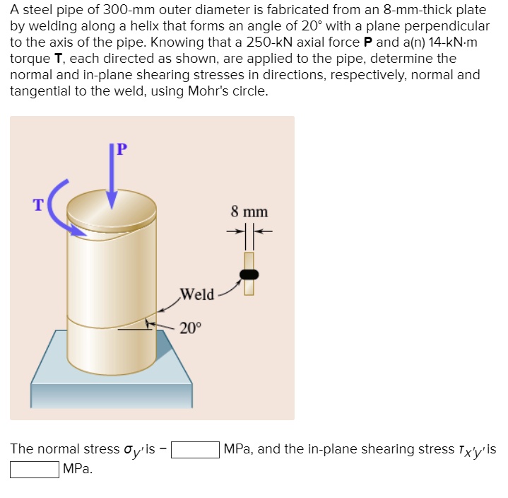 A steel pipe of 300-mm outer diameter is fabricated from an 8-mm-thick ...