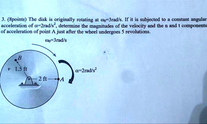 SOLVED: 3.8points The disk is originally rotating at o=3rad/s.If it is ...