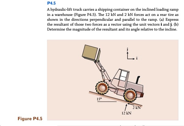 p45 a hydraulic lift truck carries a shipping container on the inclined ...
