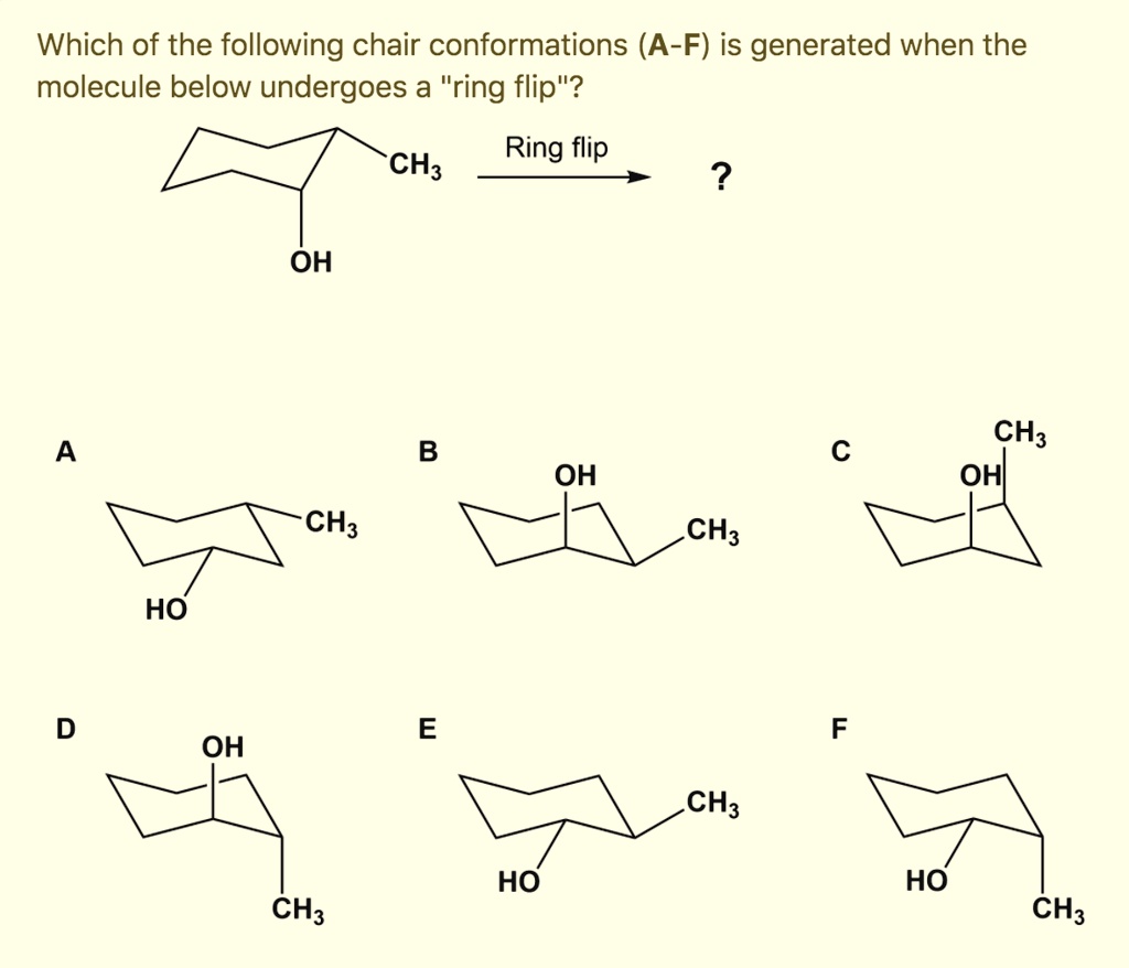 SOLVED: Which of the following chair conformations (A-F) is generated ...