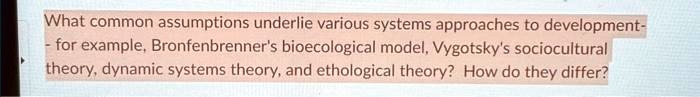SOLVED: Texts: What common assumptions underlie various systems ...