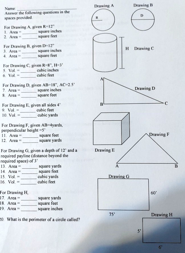 SOLVED: Drawing Drawing B Name Answer the following questions in the spaces provided For Drawing ...