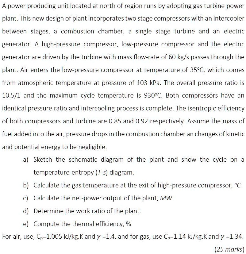 SOLVED: A power-producing unit located in the north region runs by ...