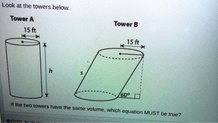 SOLVED:Look at the towers below: Tower A 15 ft Tower B 15 ft If the tWo ...