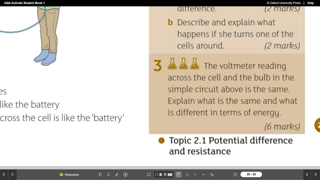SOLVED: "The voltmeter reading across the cell and the bulb in the ...