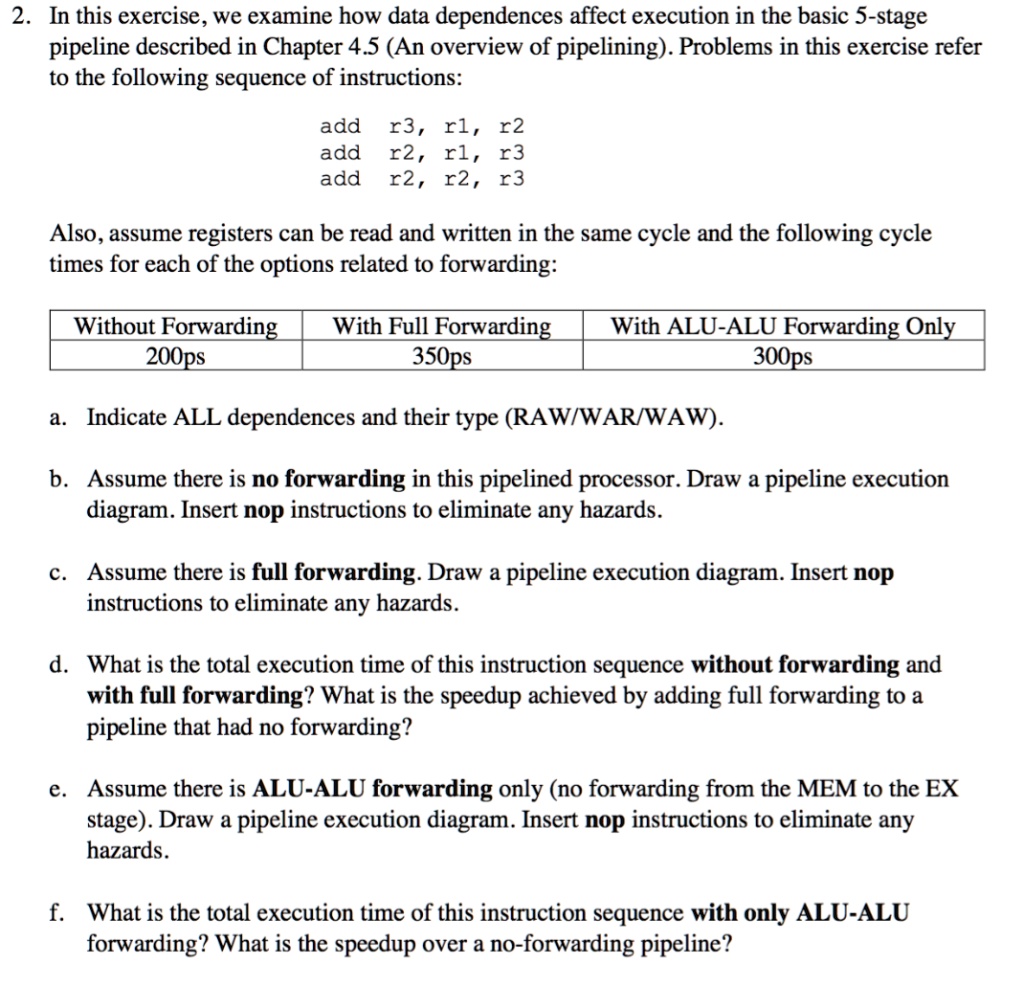 SOLVED: 2. In this exercise, we examine how data dependencies affect execution in the basic 5 ...