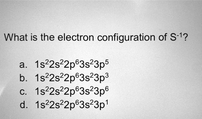 S Electron Configuration