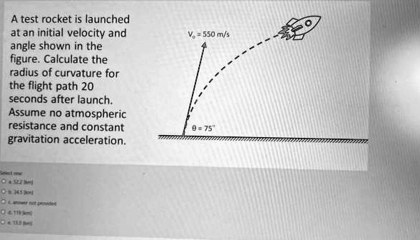SOLVED: A test rocket is launched atan initial velocity and angle shown ...