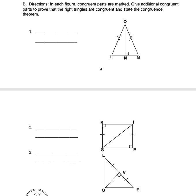 SOLVED: Directions: In each figure, congruent parts are marked. Give additional congruent parts ...