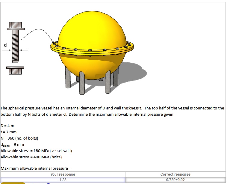 SOLVED: show work clearly please The spherical pressure vessel has an ...