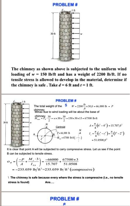 SOLVED: strength of materialsolve PROBLEM # The chimney as shown above ...