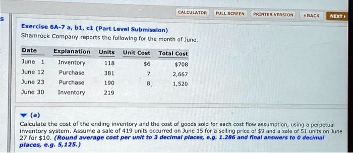 S CALCULATOR FULL SCREEN PRINTER VERSION 4 BACK NEXT Exercise 6A-7 a, b1, c1 (Part Level ...