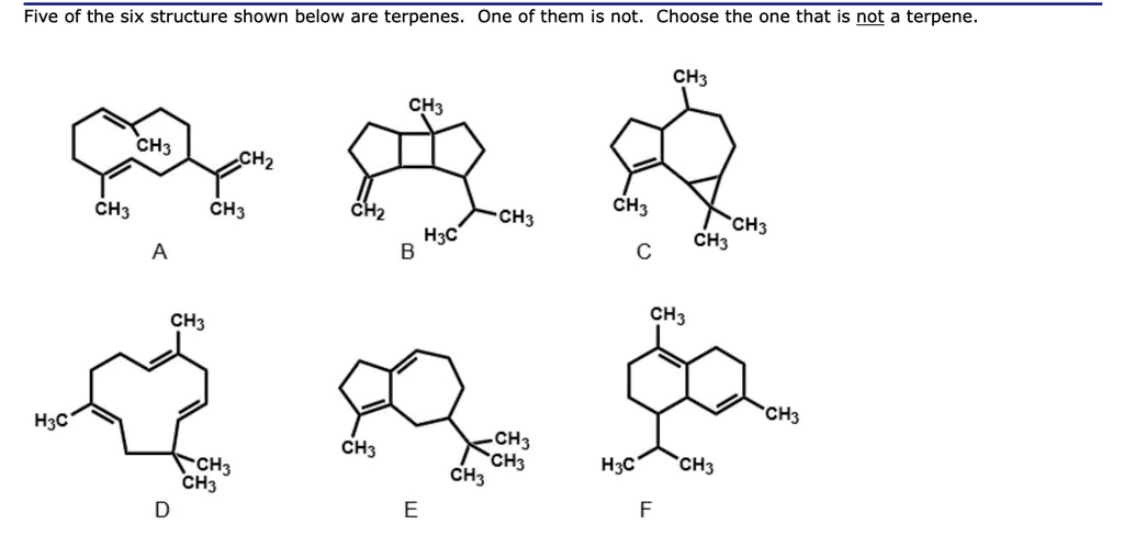 Solved Five Of The Six Structure Shown Below Are Terpenes One Of Them