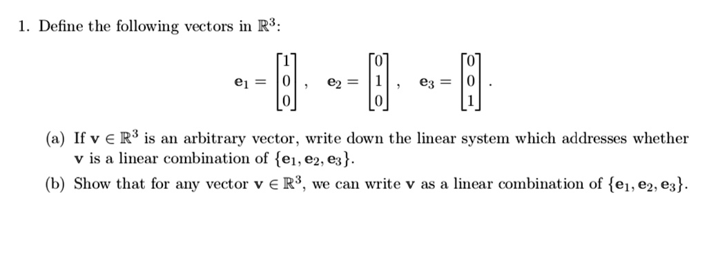 define the following vectors in rs e1 e3 a ifv r3 is an arbitrary ...