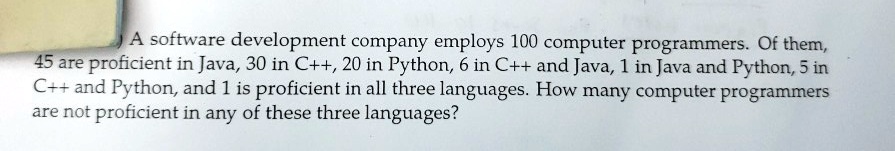 a software development company employs 100 computer programmers of them ...