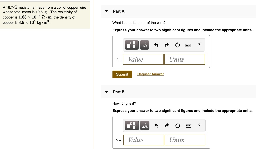 SOLVED:A 16.7-02 resistor is made from coil of copper wire whose total mass is 19.5 g The ...