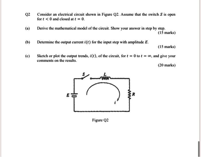 SOLVED: Consider an electrical circuit shown in Figure Q2. Assume that the switch S is open for t