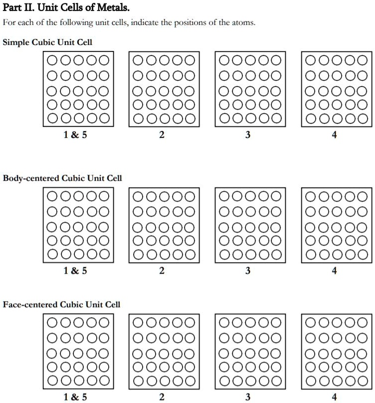 SOLVED: Part II Unit Cells of Metals: For each of the following unit ...