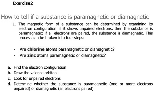 Exercise2How to tell if a substance is paramagnetic o… - SolvedLib