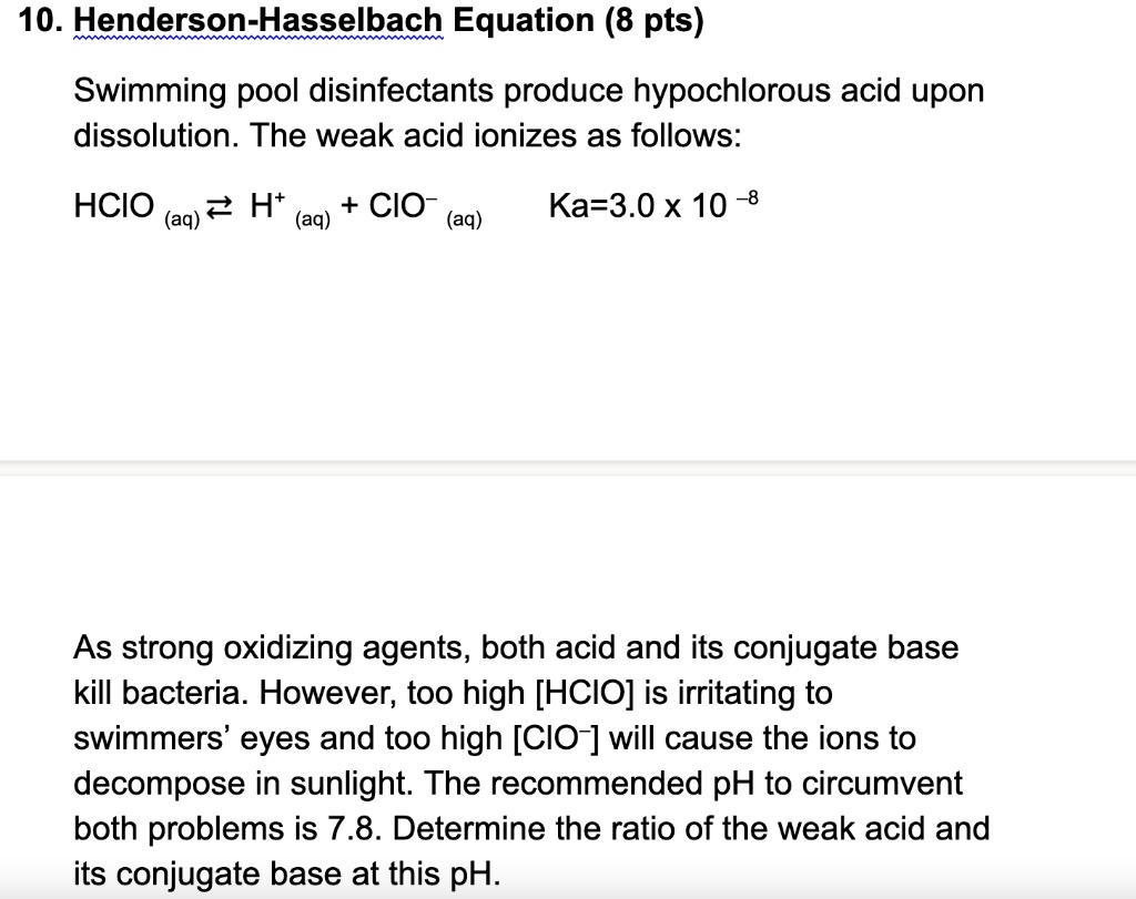 10 henderson hasselbach equation 8 pts swimming pool...