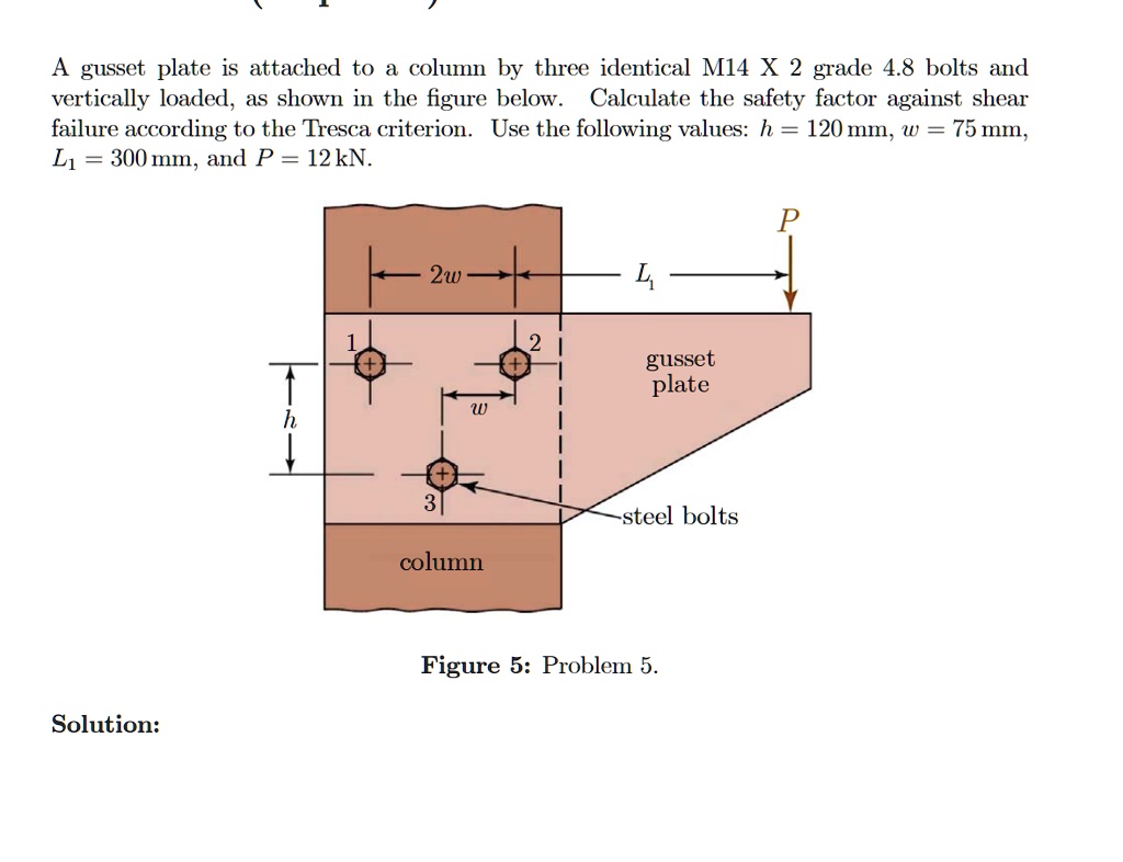 a gusset plate is attached to a column by three identical m14 x 2 grade ...
