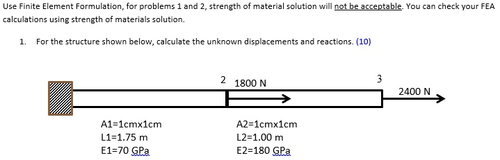SOLVED: Use Finite Element Formulation for problems 1 and 2. The ...