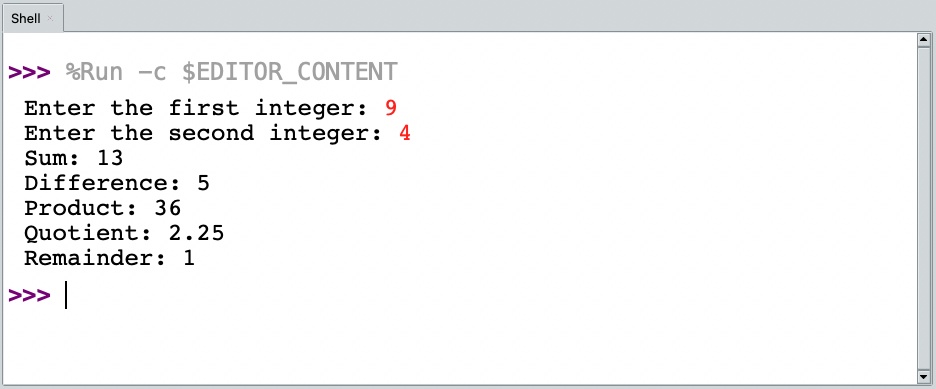 Solved Write A Python Program That Takes Two Integers As Input From The User And Performs The