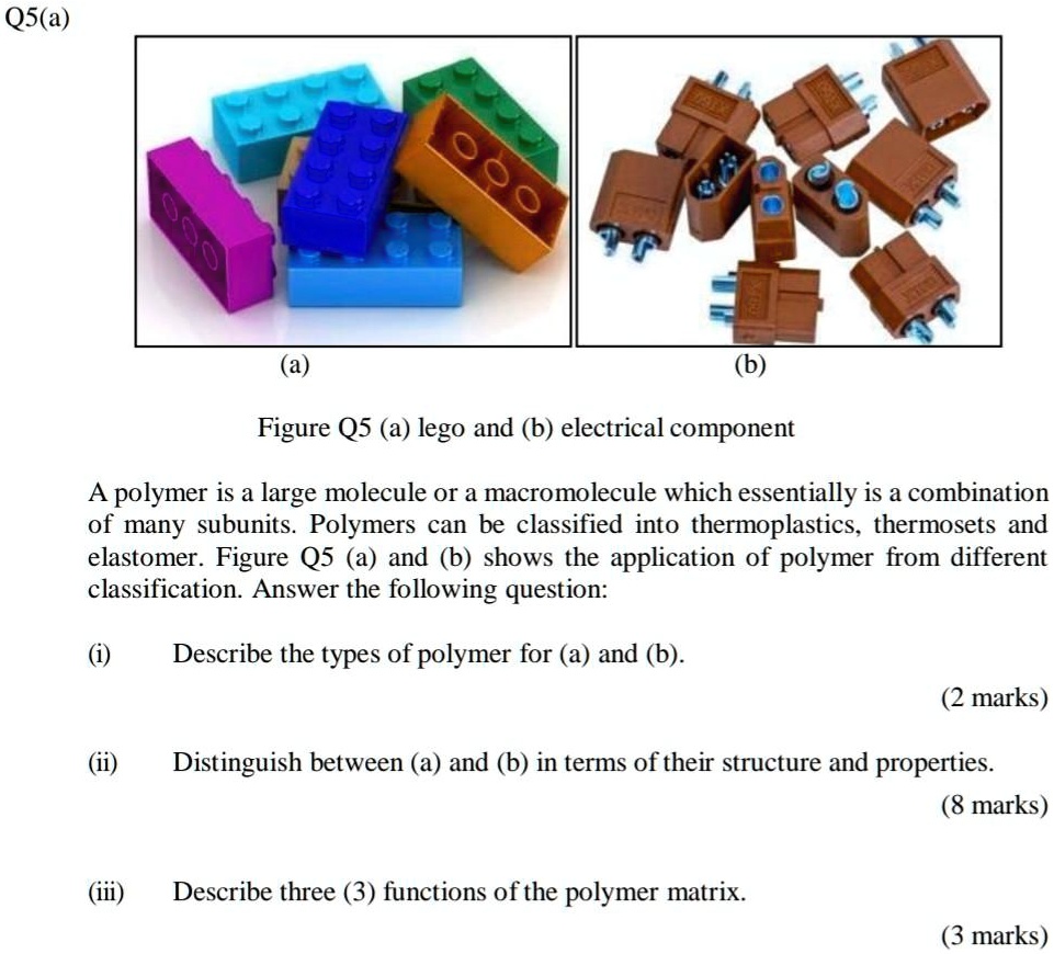 Q5 A A B Figure Q5 A Lego And B Electrical Component A Polymer Is A Large Molecule Or A