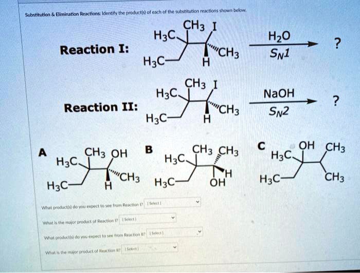 SOLVED: Klmlnannn Heactan: Inanhk Subttiatlon - The substitution of CH3 H3C Reaction I: CH3 H3C ...