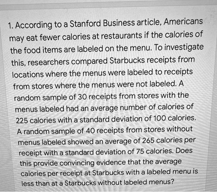 According to a Stanford Business article, Americans may eat fewer ... According to a Stanford Business article, Americans may eat fewer ...