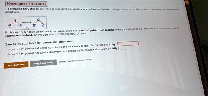 SOLVED: Resonance Structures Resonance Structures are ways to represent ...