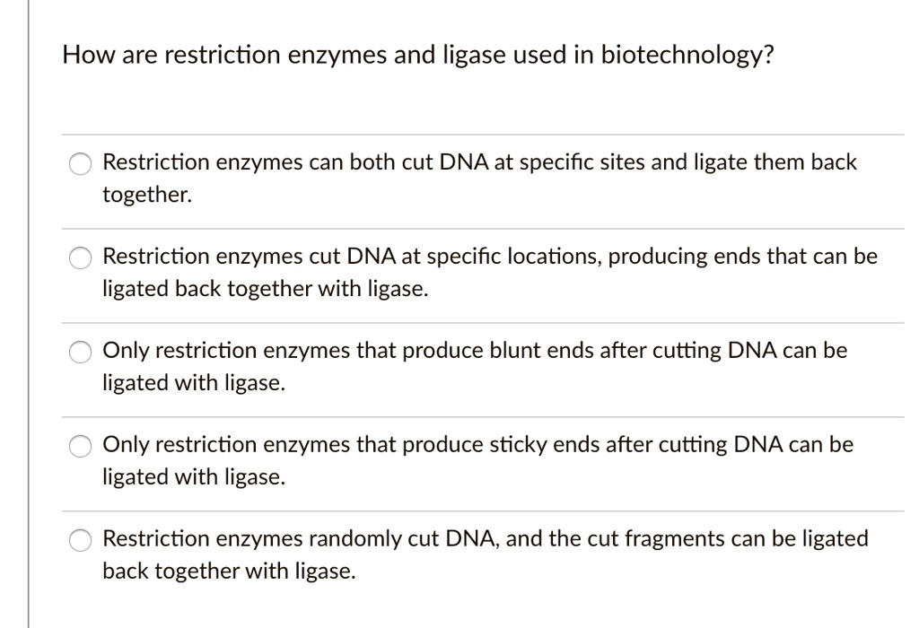How are restriction enzymes and ligase used in biotechnology ...