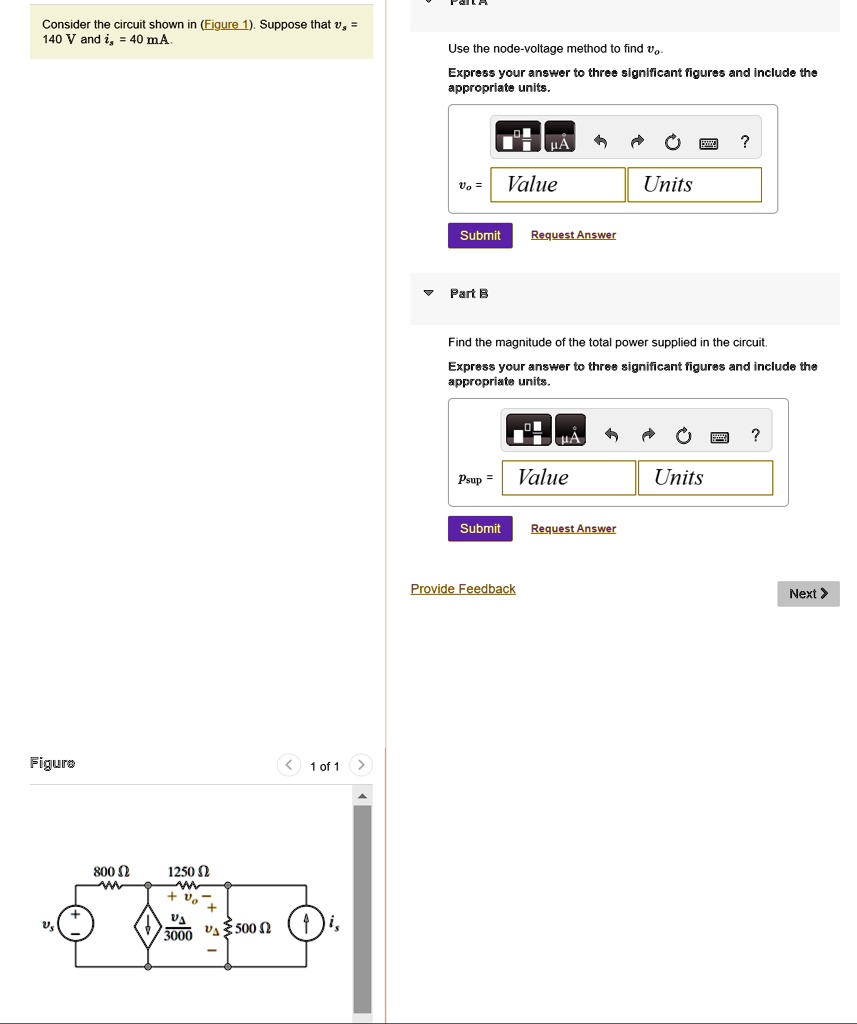 consider the circuit shown in figure 1 suppose that vs 140v and is40ma use the node voltage ...