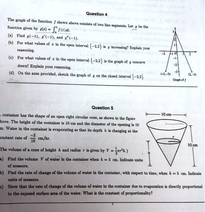 SOLVED: Question The graph of the function shown above consists of two line segments. Let ...
