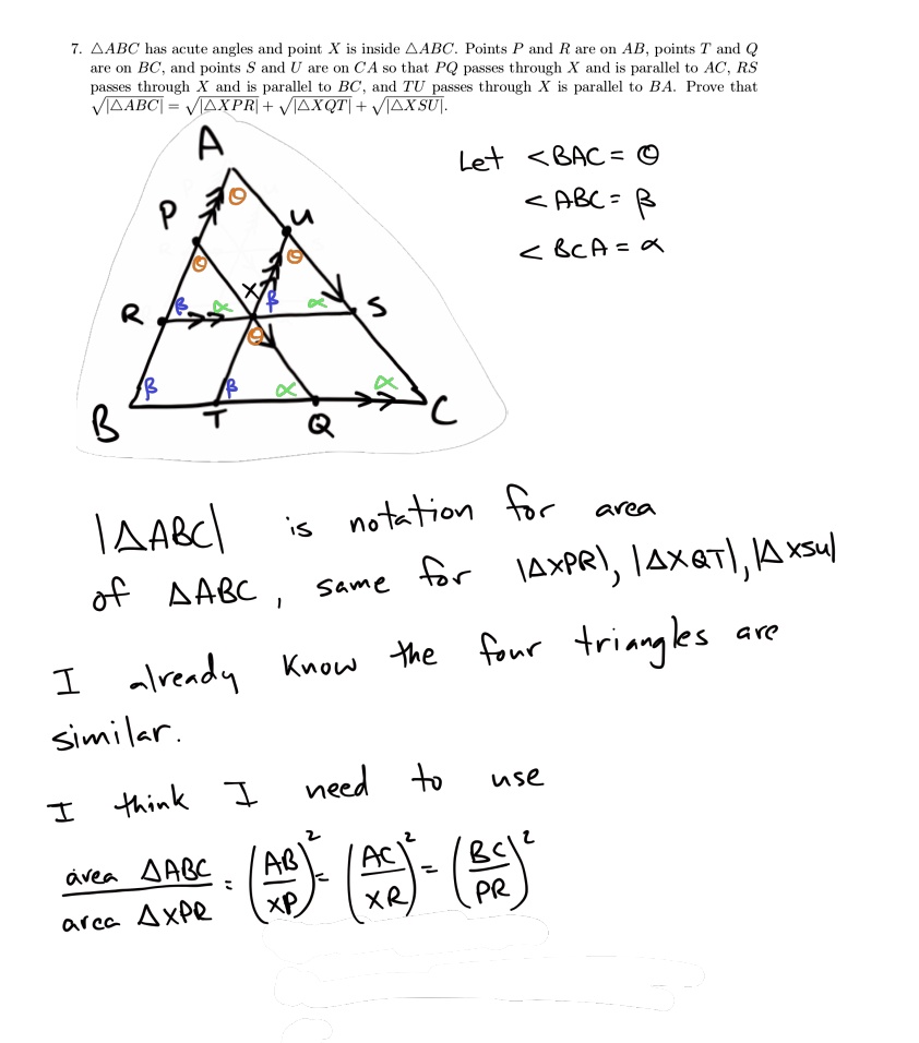 7 abc has acute angles and point x is inside abc points p and r are on ab points t and q are on ...