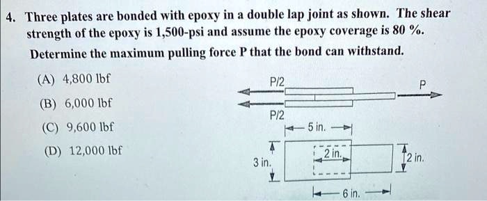 SOLVED: Three plates are bonded with epoxy in a double lap joint as ...