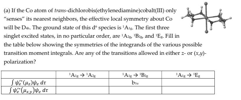 SOLVED: (a) If the Co atom of trans-dichlorobis(ethylenediamine)cobalt ...