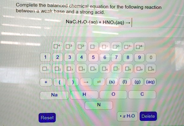 SOLVED: Complete the balanced chemical equation for the following ...