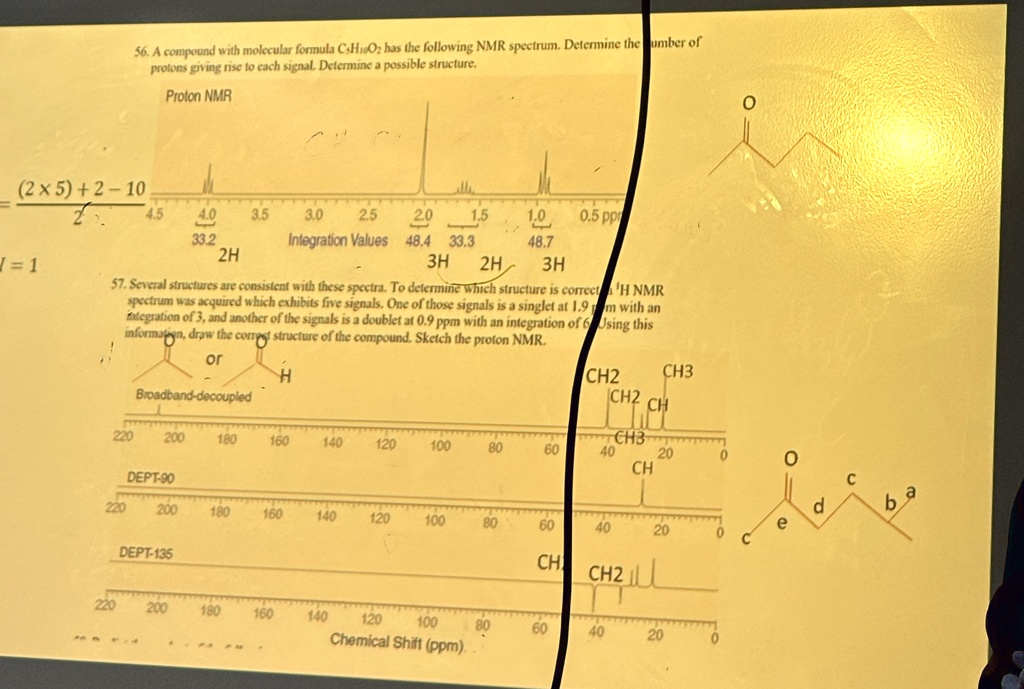56 a compound with molecular formula c5h10o2 has the following nmr ...