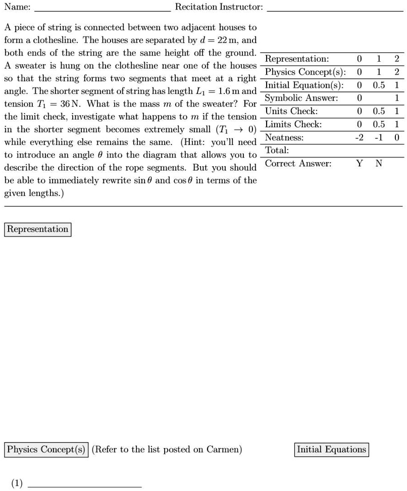 [GET ANSWER] Name: Recitation Instructor: A piece of string is connected between two adjacent ...