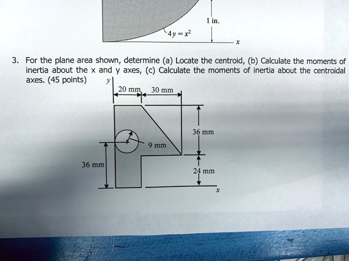 SOLVED: For the plane area shown, determine: a) Locate the centroid b) Calculate the moments of ...