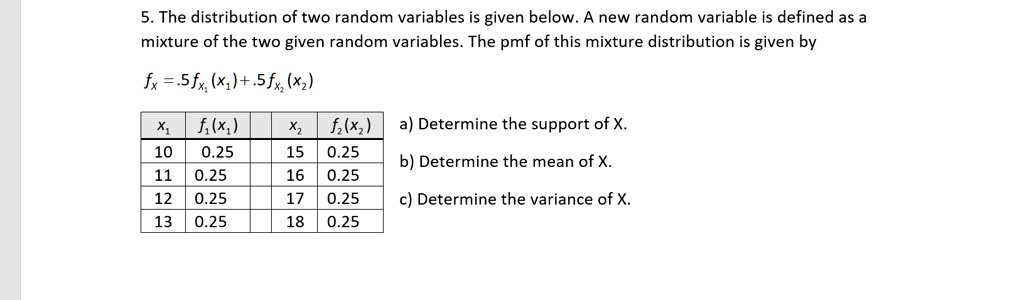 SOLVED: 5. The distribution of two random variables is given below A ...