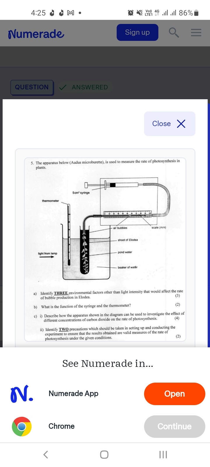 SOLVED: 4: 25 D Numerade Sign up QUESTION ANSWERED Close 5. The ...