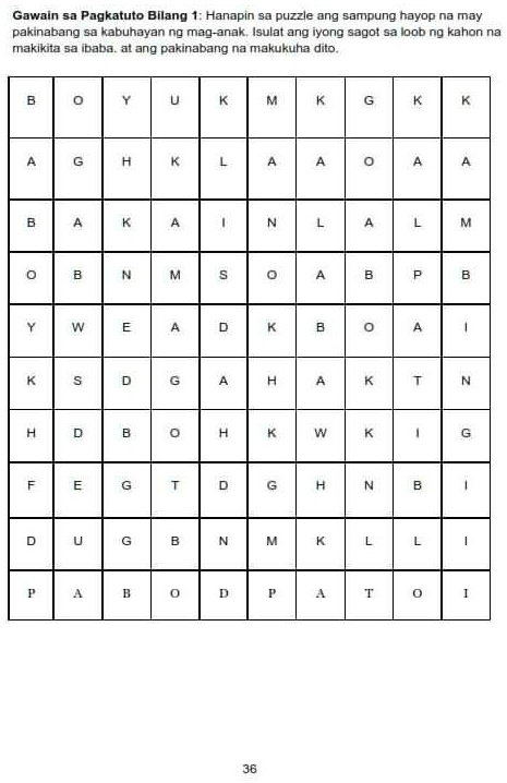 SOLVED: Gawain sa Pagkatuto Bilang 1:Hanapin sa puzzle ang sampung ...