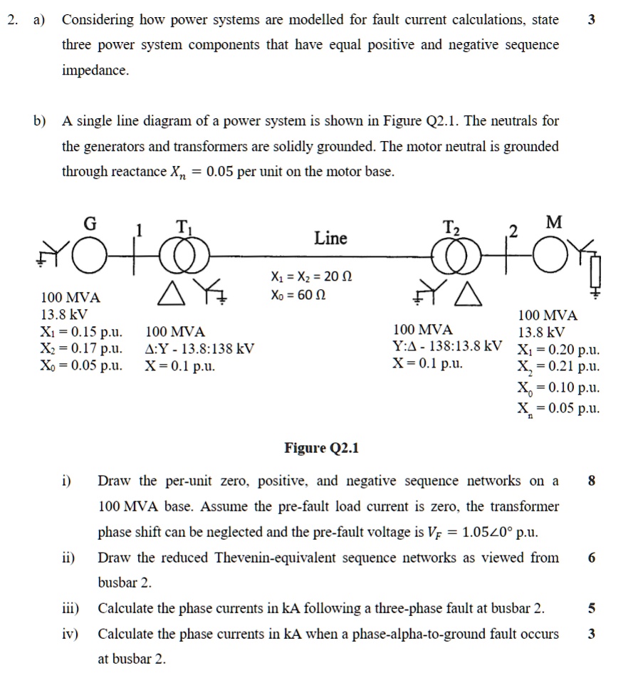 SOLVED: a) Considering how power systems are modeled for fault current calculations, state three ...
