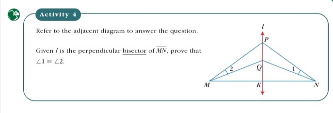SOLVED: Activity 4 Refer to the adjacent diagram to answer the question. Given l is the ...