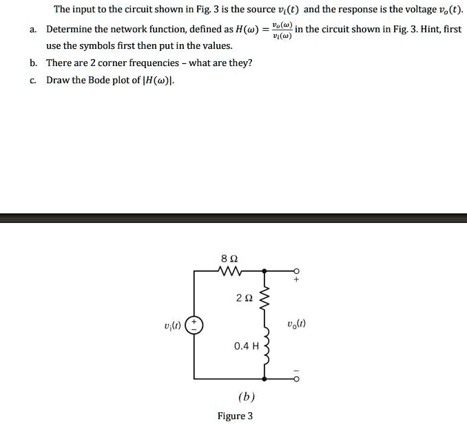 SOLVED: The input to the circuit shown in Fig. 3 is the source vt and the response is the ...