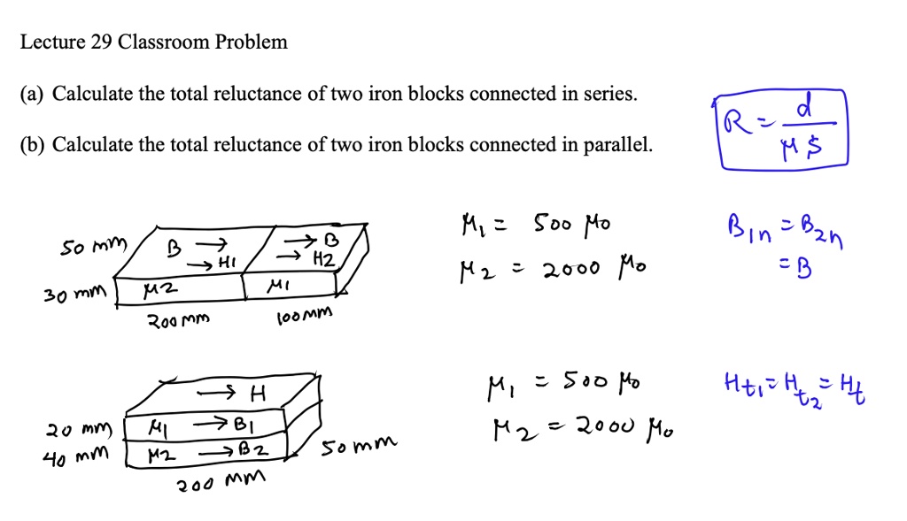 SOLVED: (a) Calculate the total reluctance of two iron blocks connected ...