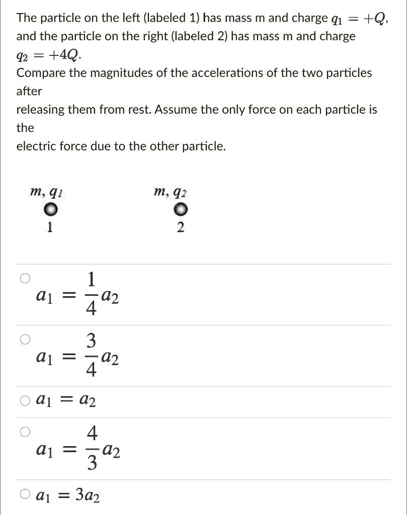 SOLVED: The particle on the left (labeled 1) has mass m and charge 91 ...