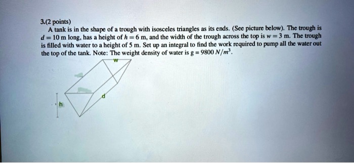 32 points tank is in the shape of trough with isosceles triangles as ...